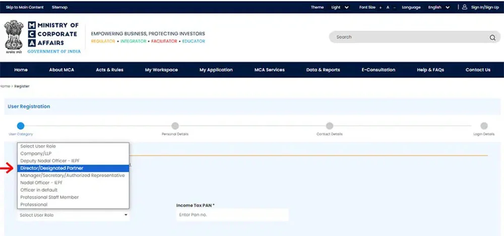 How to Create a Business User Account on MCA V3 Portal